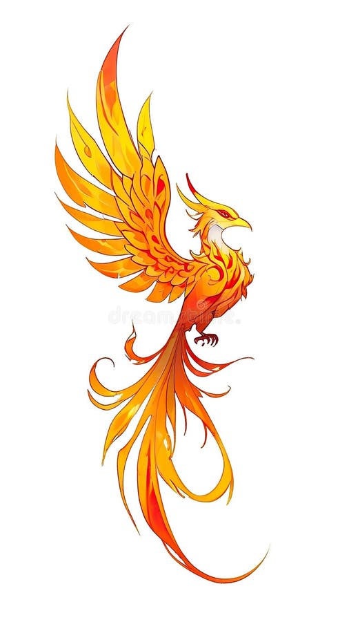 Color Phoenix Tattoo Design on White Background Stock Illustration ...