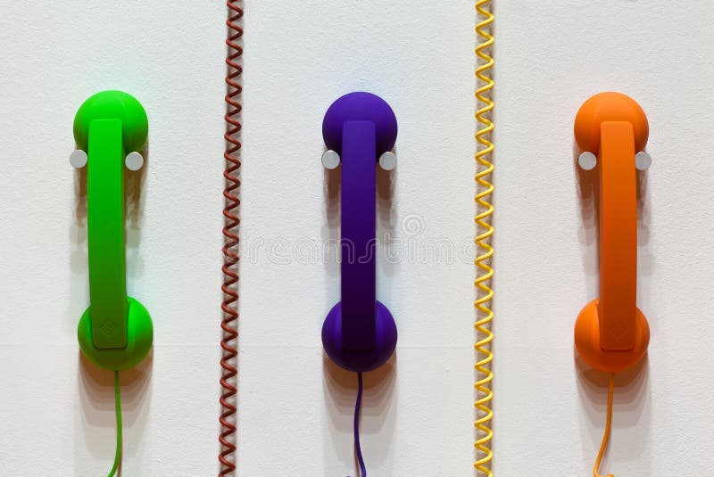 Color Phones and Phone Cords Stock Image - Image of talk, blue: 30585805
