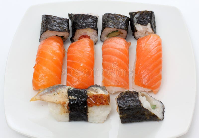 Fish sushi on plate stock image. Image of exotic, pepper - 30668425