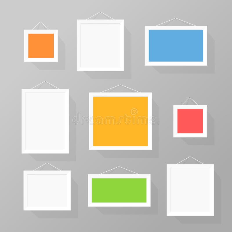 Color Picture Frames Set on the Wall Stock Illustration - Illustration ...