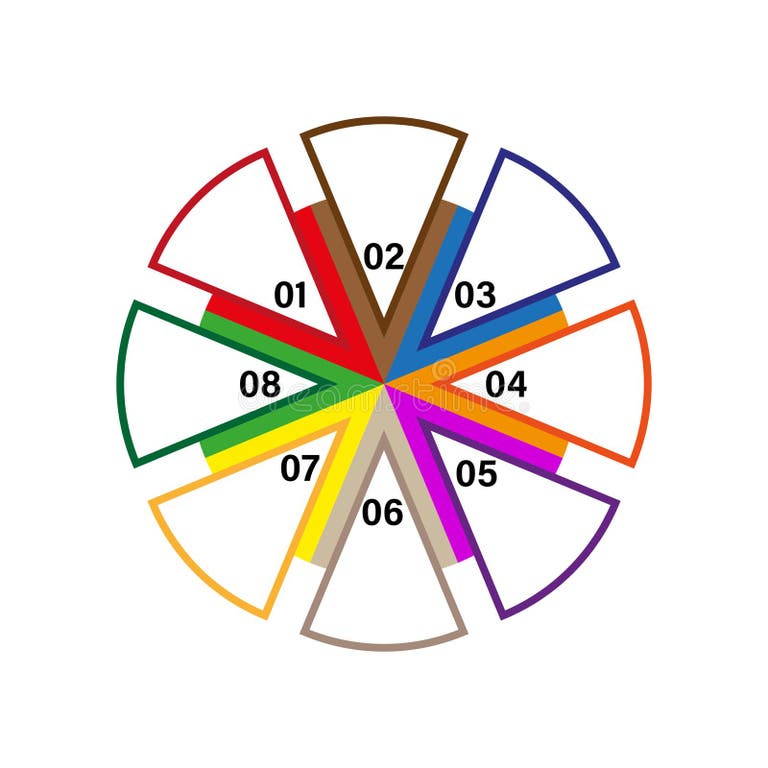 Color Pie Chart. Numbered Segments Wheel. Vector Infographics Circle ...