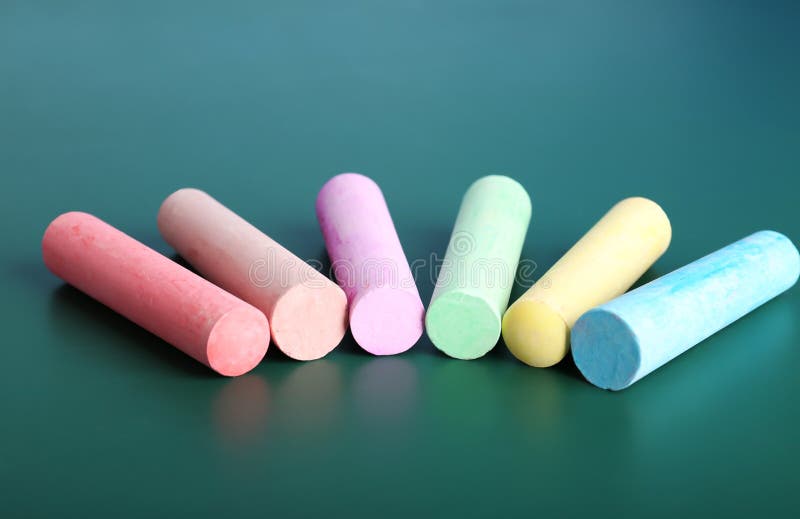 Color Pieces of Chalk on Table, Stock Image - Image of draw, background ...