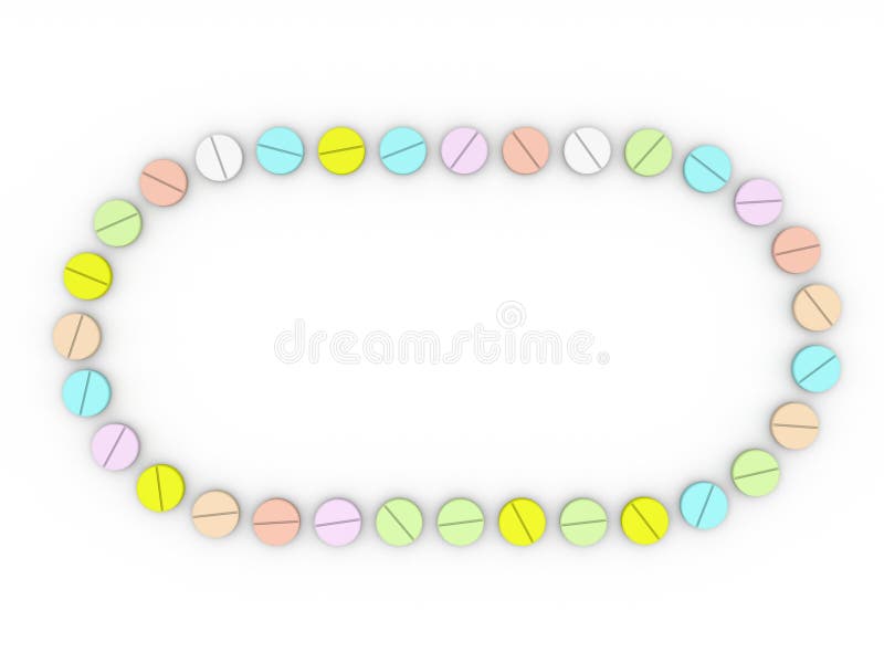 Color Pills Frame. Isolated on White Background Stock Illustration ...