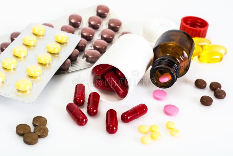 Color Pills and Medical Bottle Stock Photo - Image of inside, closeup ...