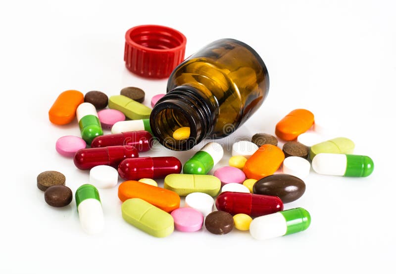 Color Pills and Medical Bottle Stock Image - Image of macro, assortment ...