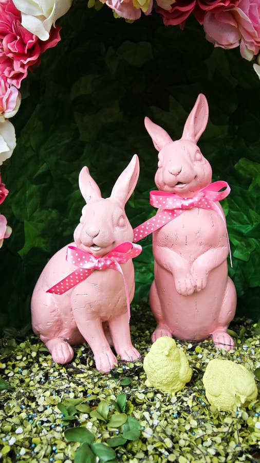 Color of Pink Easter Rabbit Stock Photo - Image of decoration, field ...