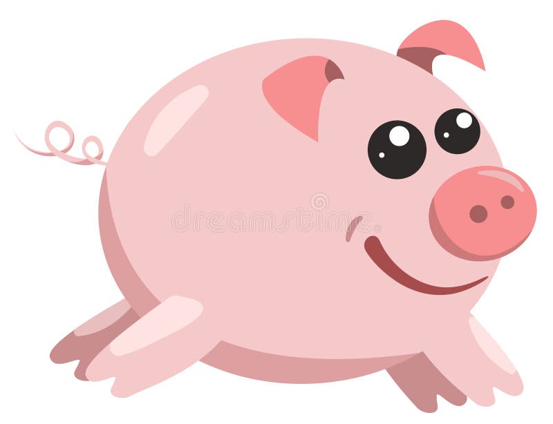 The Color Pink Happy Pig Vector Illustration Stock Vector ...