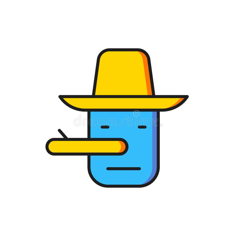 Color Pinocchio Icon Isolated on White Background. Flat Filled Outline Style with Shadow Stock ...
