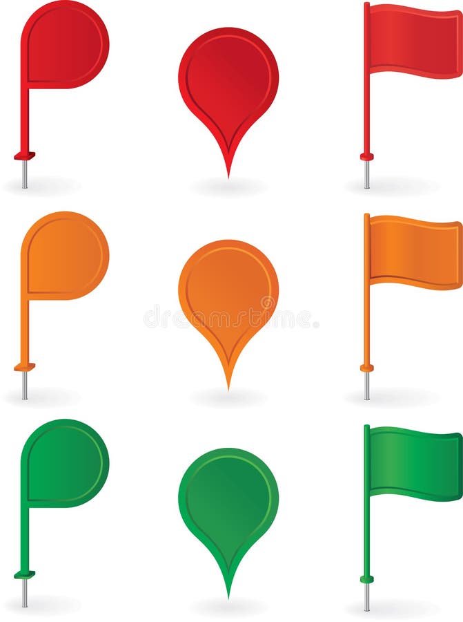 Color Pins and Flags Collection . Vector Stock Vector - Illustration of ...