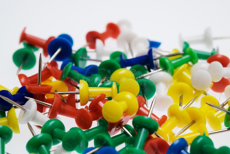 Color Pins in Box on White Background Stock Image - Image of metal ...