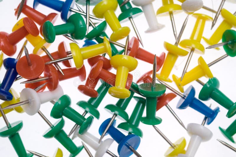 Color Pins in Box on White Background Stock Image - Image of metal ...