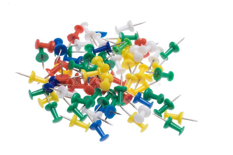 Color Pins in Box on White Background Stock Image - Image of metal ...