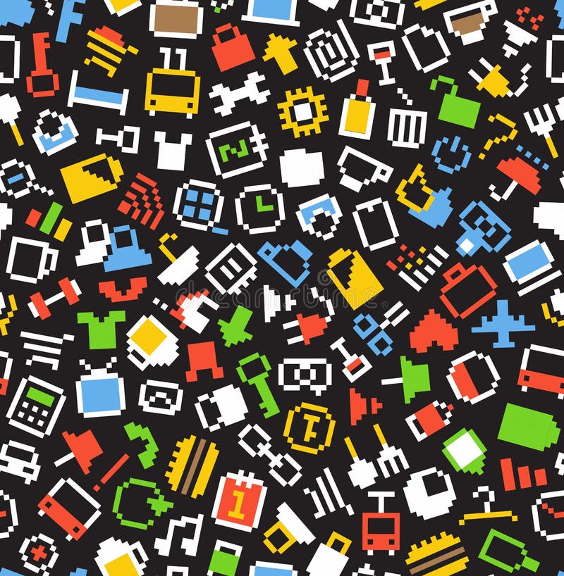 Color pixel style icons stock vector. Illustration of fork - 26615899