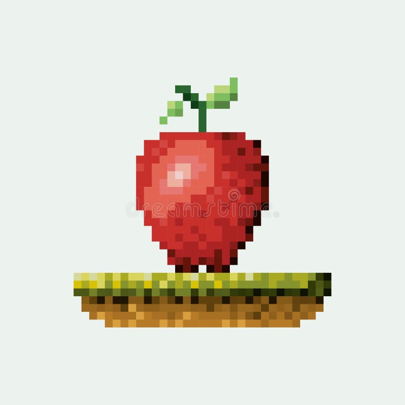 Color Pixelated Apple Fruit in Meadow Stock Vector - Illustration of ...