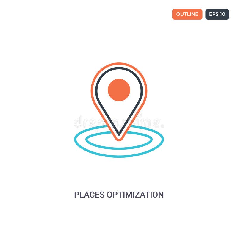 2 Color Places Optimization Concept Line Vector Icon. Isolated Two ...