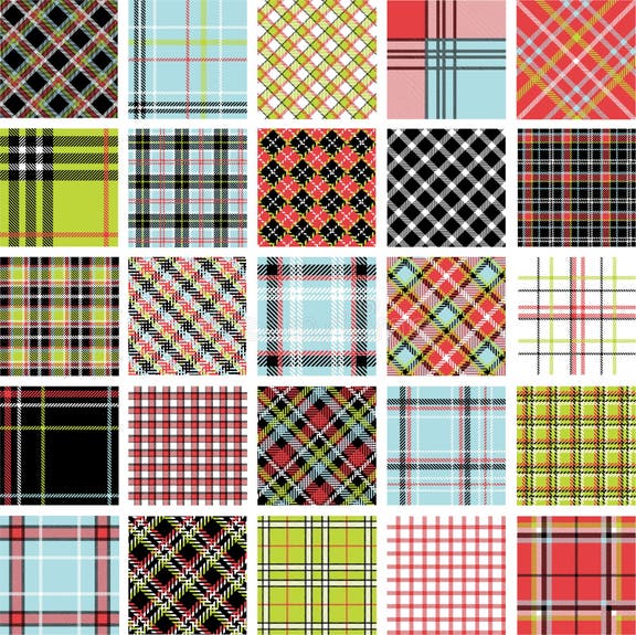 Color plaid patterns set stock illustration. Illustration of backdrop ...