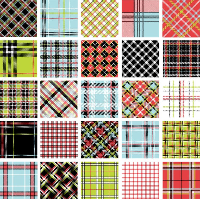 Color plaid patterns set stock illustration. Illustration of backdrop ...
