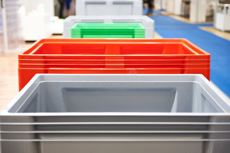 Color Plastic Boxes in Hardware Store Stock Image - Image of exhibition ...