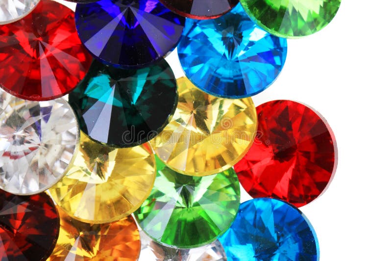Color Plastic Diamonds Isolated Stock Photo - Image of reflection ...