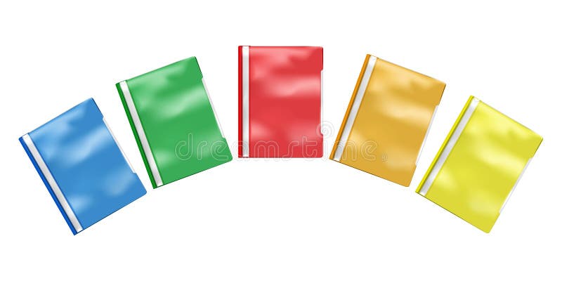 Color Plastic File Folder Isolated on White Set. Empty Document Binder ...