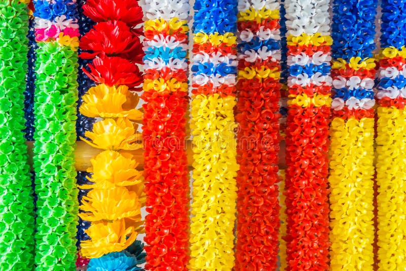 Color Plastic Garland for Pray and Worship. Stock Photo - Image of ...