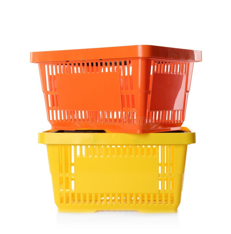 Color Plastic Shopping Baskets Isolated Stock Image - Image of product ...