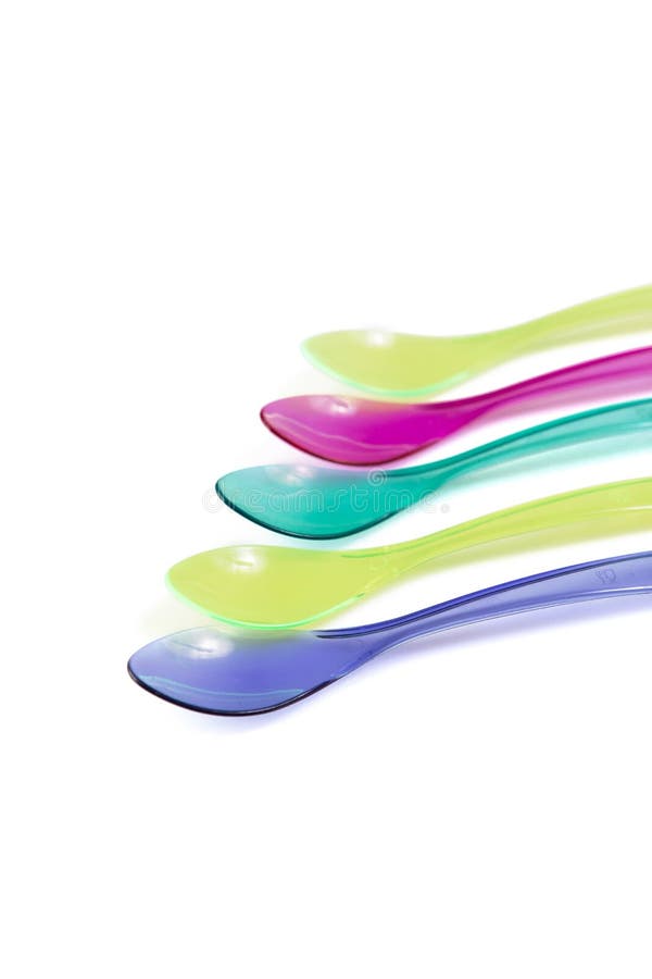 Color Plastic Spoons Isolated Stock Image - Image of group, household ...
