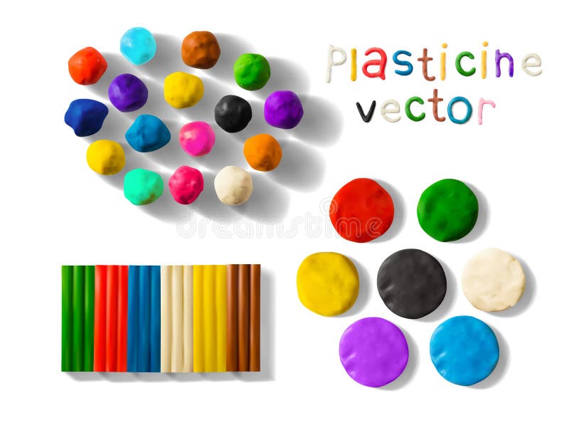 Color Plasticine Set Isolated on a White Background. 3d Vector ...