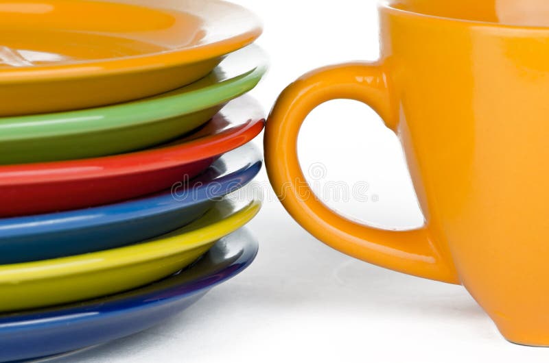 Color plates and cup stock photo. Image of ceramics, elegance - 30225202