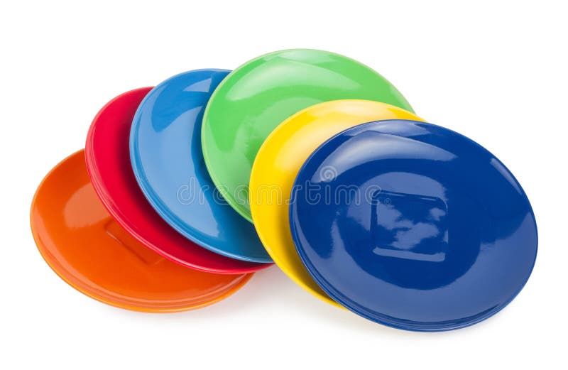 Set of Color Plates Top View Isolated on White Stock Photo - Image of ...