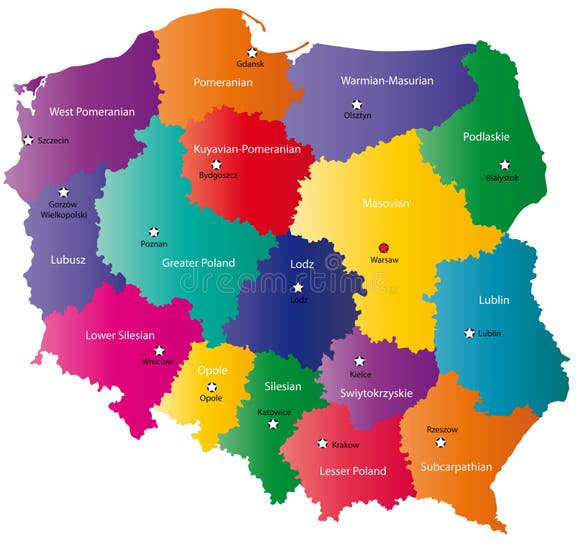 Color Poland map stock vector. Illustration of polish - 6304838