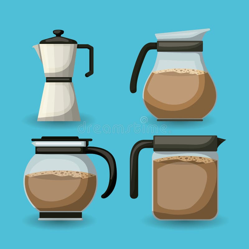 Color Poster with Set Traditional Glass Jar with Coffee and Handle ...