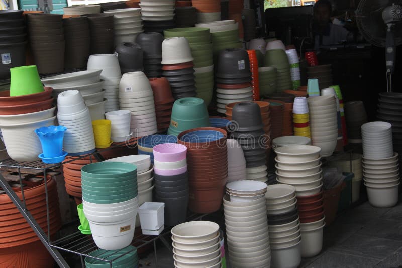 The Color pots in the shop stock image. Image of variety - 44027955