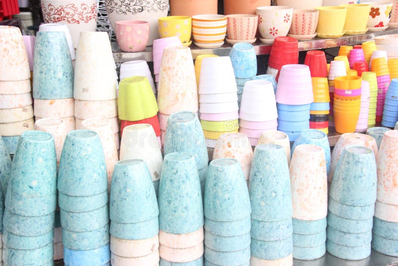 The Color pots in the shop stock photo. Image of decoration - 44064984