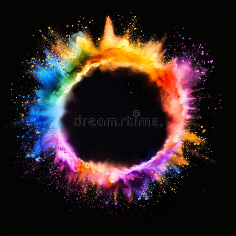 Color Powder Burst Frame, Colored Splash, Colorful Explosion and Frame ...