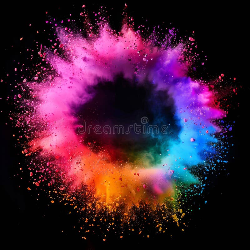 Color Powder Burst Frame, Colored Splash, Colorful Explosion and Frame ...