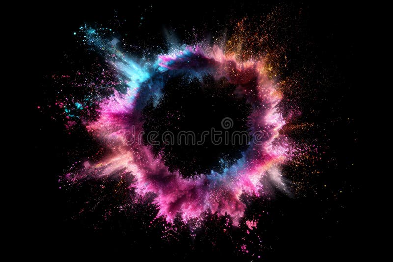 Color Powder Burst Frame, Colored Splash, Colorful Explosion and Frame ...