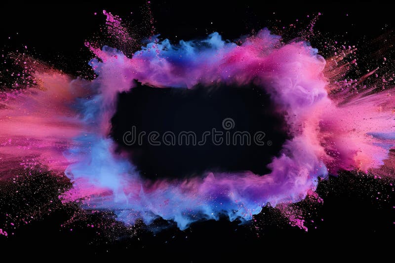 Color Powder Burst Frame, Colored Splash, Colorful Explosion and Frame ...