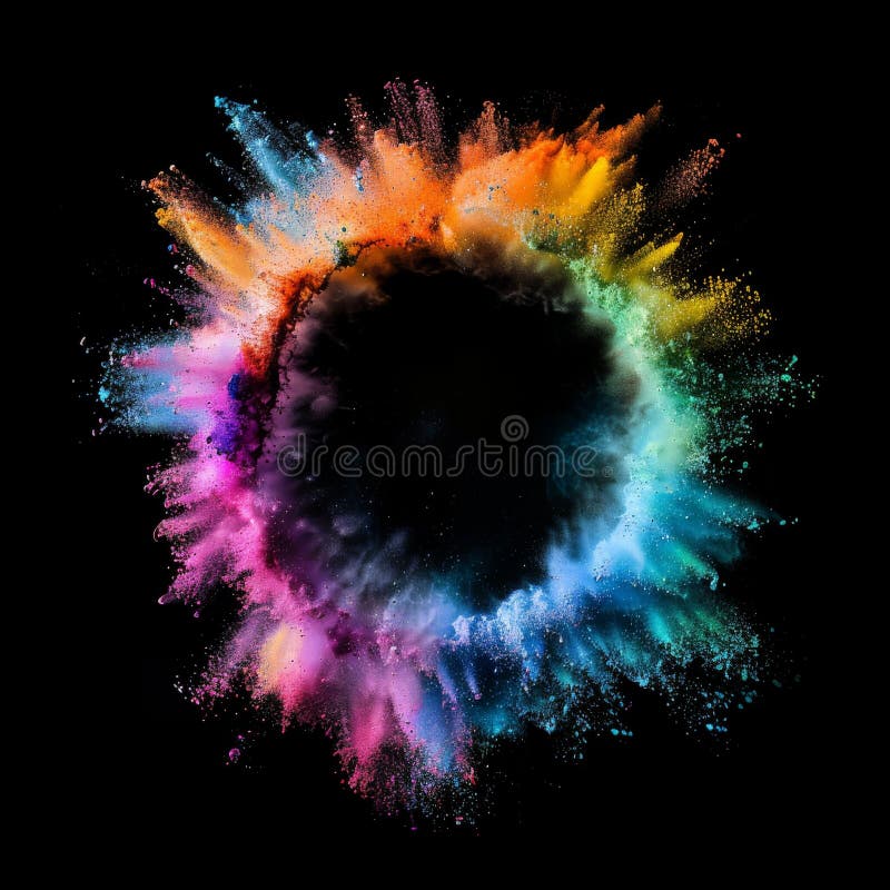 Color Powder Burst Frame, Colored Splash, Colorful Explosion and Frame ...