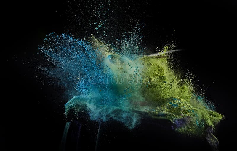 Color Powder Exploded, Isolated on Control Environment. Stock Photo ...