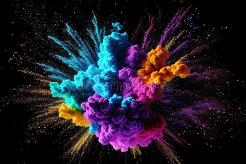 Color Powder Explosion Isolated on Black Background. Stock Illustration ...