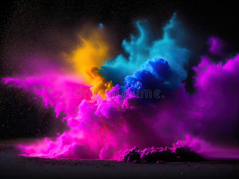 Color Powder Explosion Isolated on Black Background. Stock Illustration ...