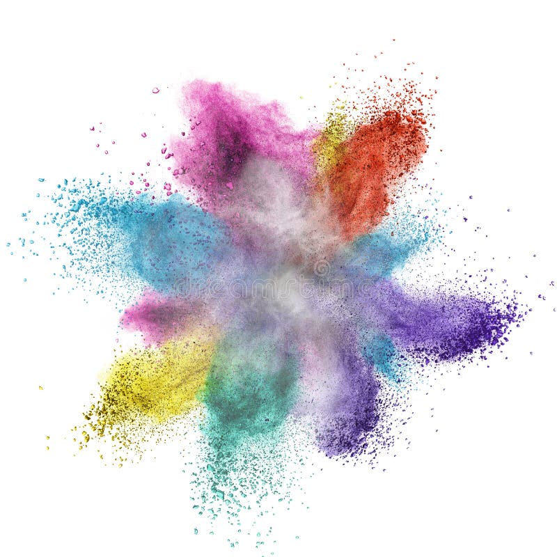 Color Powder Explosion Isolated on White Stock Photo - Image of black ...