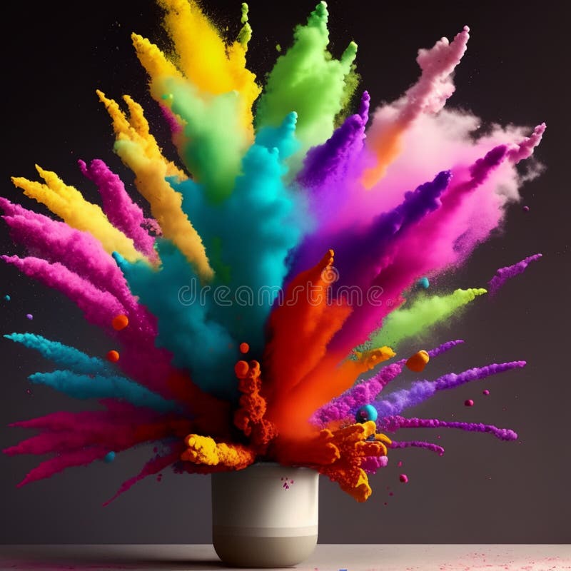 Color Powder Explosion Out of Small Pot Stock Illustration ...