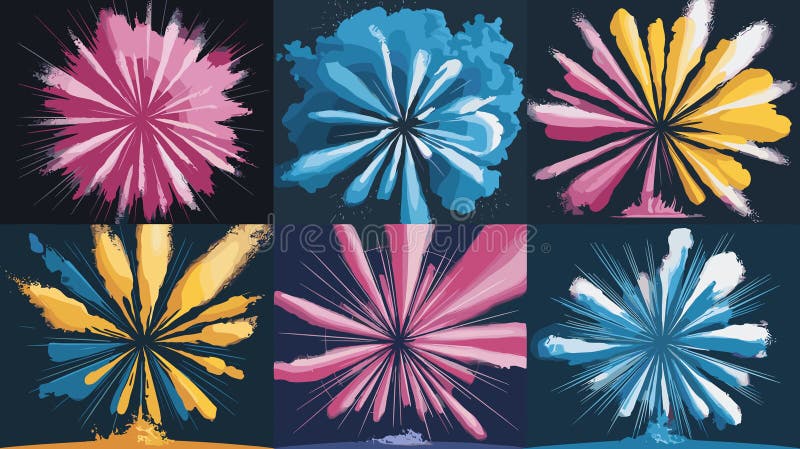 Color Powder Explosions Isolated on Transparent Background. Splash of ...