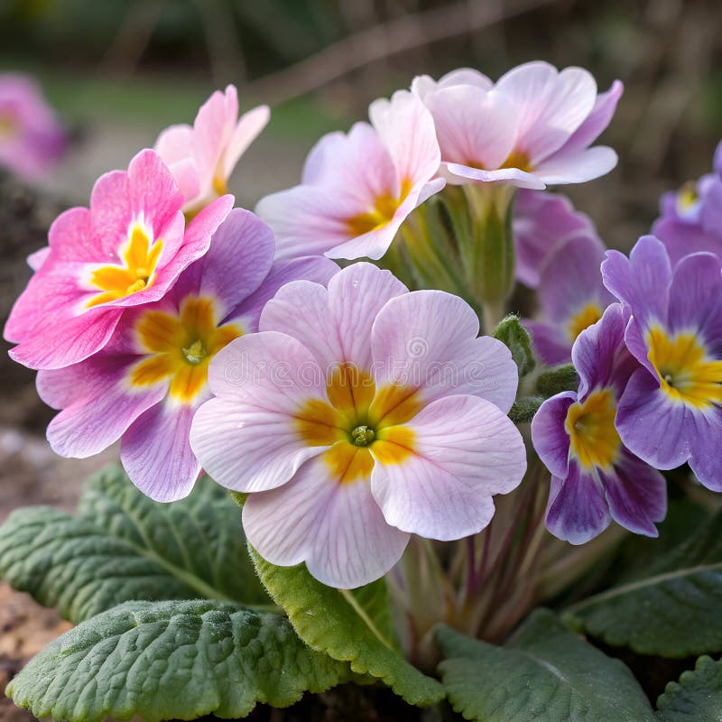 Color Primula Flowers from Behind Stock Illustration - Illustration of ...