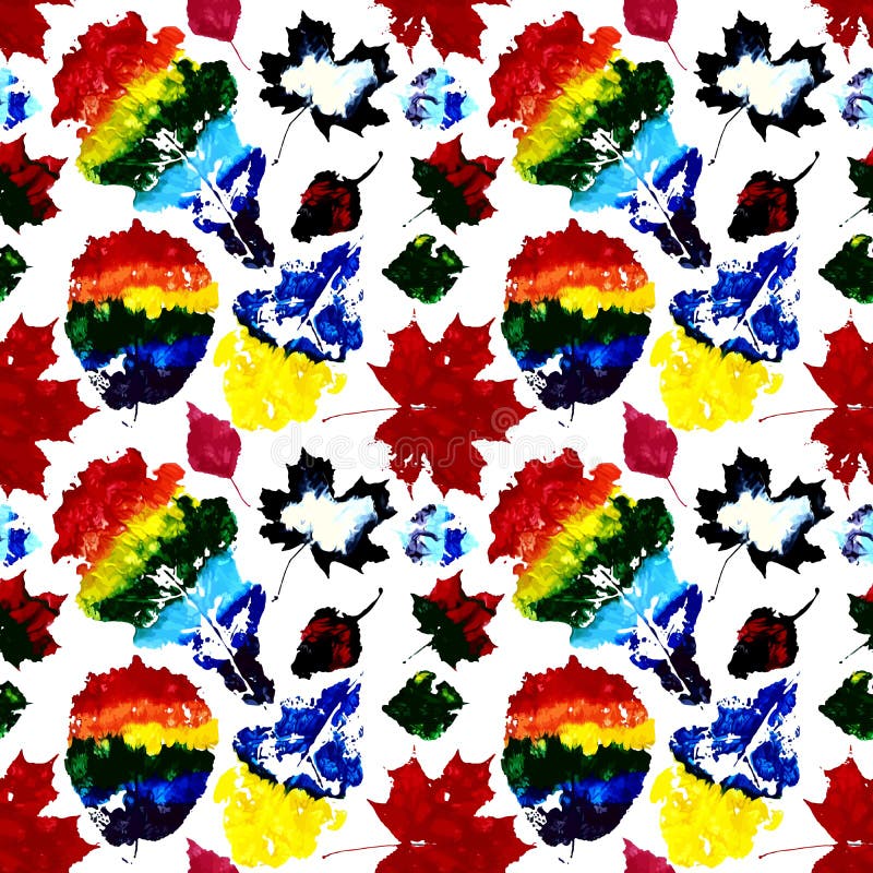 Color Print of Autumn Leaves, Seamless Pattern Stock Vector ...