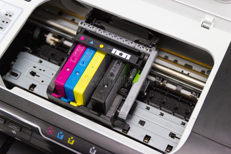 Close Up Color Printer Ink Jet Cartridge Stock Photo - Image of blue ...
