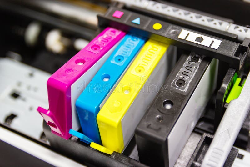 Color Tank on Inkjet Printer with Installed on the Outside of the ...