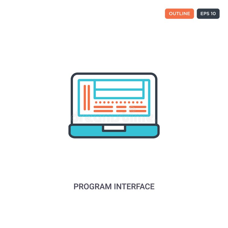 2 Color Program Interface Concept Line Vector Icon. Isolated Two ...